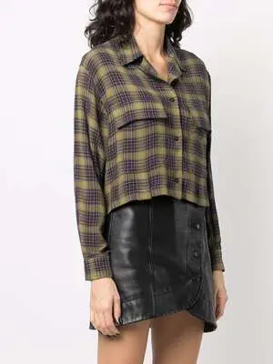 DIESEL® Check-print Wool-blend Cropped Shirt