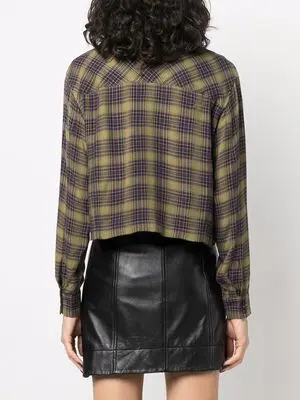 DIESEL® Check-print Wool-blend Cropped Shirt