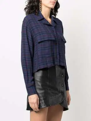 DIESEL® Check-print Wool-blend Cropped Shirt