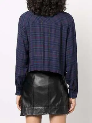 DIESEL® Check-print Wool-blend Cropped Shirt