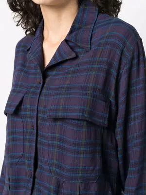 DIESEL® Check-print Wool-blend Cropped Shirt