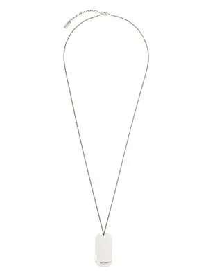 Saint Laurent Logo Tag Necklace - Silver