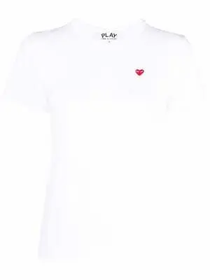 Play Comme Des Garcon Logo-patch Cotton T-shirt - White