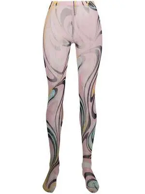 Emilio Pucci Semi-sheer Graphic-print Tights - Pink