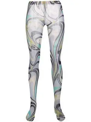 Emilio Pucci Semi-sheer Graphic Print Tights - Blue
