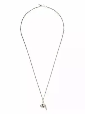 Emanuele Bicocchi Rose And Feather Pendant Necklace