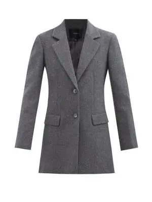 JOSEPH Joseph - Jara Single-breasted Wool-flannel Jacket - Womens - Dark Grey - Dark Grey