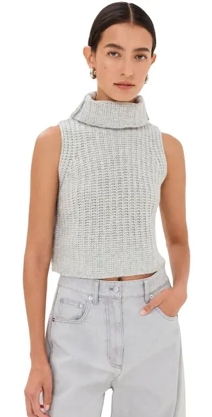 Sablyn Saige Cashmere Turtleneck Sleeveless Sweater - Foggy