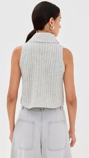 Sablyn Saige Cashmere Turtleneck Sleeveless Sweater - Foggy