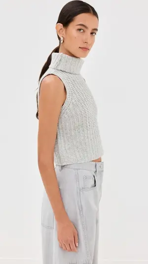 Sablyn Saige Cashmere Turtleneck Sleeveless Sweater - Foggy
