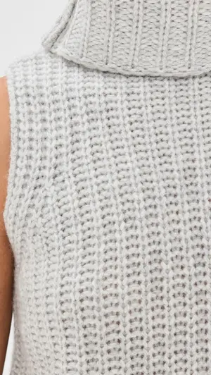 Sablyn Saige Cashmere Turtleneck Sleeveless Sweater - Foggy