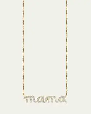 SYDNEY EVAN 14k Diamond Mama Script Necklace - Gold