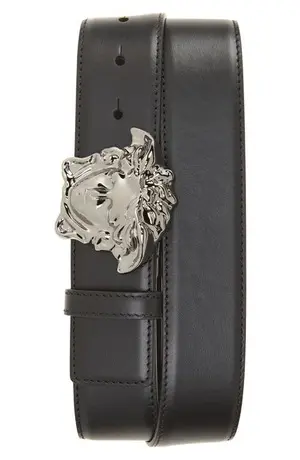Versace Medusa Head Leather Belt - Black-ruthenium
