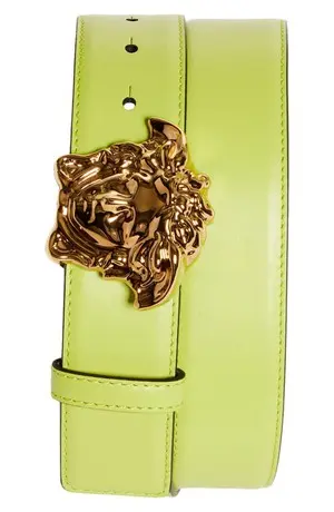 Versace Versace Medusa Head Leather Belt Citron/ Gold