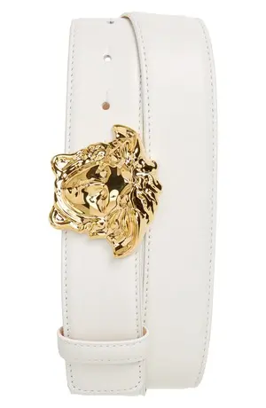 Versace Versace Medusa Head Leather Belt White/hot Gold