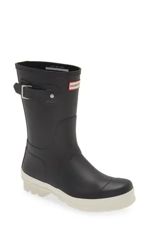 Hunter Original Short Waterproof Rain Boots - Black/white Willow