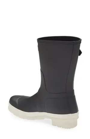 Hunter Original Short Waterproof Rain Boots - Black/white Willow