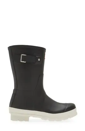 Hunter Original Short Waterproof Rain Boots - Black/white Willow