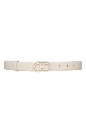FERRAGAMO FERRAGAMO Double Gancio Reversible Belt Bone