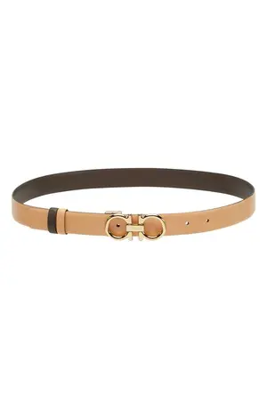 FERRAGAMO FERRAGAMO Double Gancio Reversible Belt Teak Caraway Seed