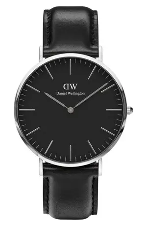DANIEL WELLINGTON Classic Sheffield Strap Watch - Silver/ Black
