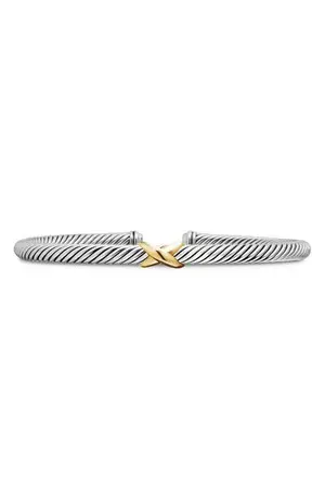 David Yurman X Classic Cable Station Bracelet - Silver/gold