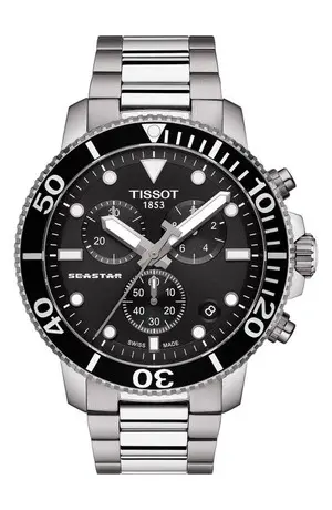 TISSOT Tissot Seastar 1000 Chronograph Bracelet Watch Silver/ Black/ Silver