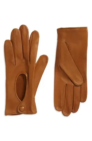 SEYMOURE Washable Leather Driver Gloves - Camel