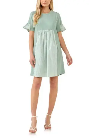 English Factory Stripe Knit A-line Dress