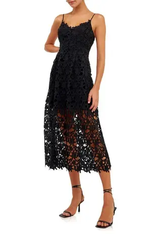 Endless Rose Lace Midi Dress - Black