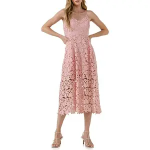 Endless Rose Lace Midi Dress - Blush