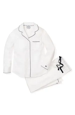 PETITE PLUME Classic Cotton Woven Twill Pajamas - White