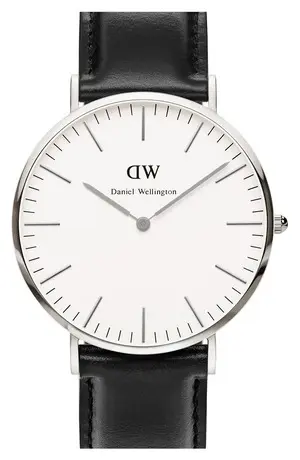 DANIEL WELLINGTON Daniel Wellington Leather Strap Watch Black/ Silver