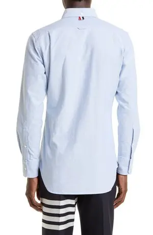 Thom Browne Cotton Button-down Shirt - Light Blue