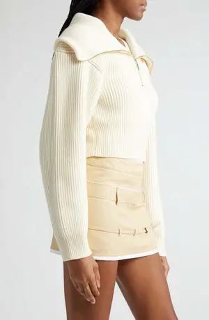Jacquemus Risoul Merino Wool Layered Crop Sweater