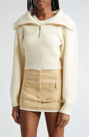 Jacquemus Risoul Merino Wool Layered Crop Sweater