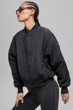 Alo Yoga Faux Fur Urbanite Bomber Jacket - Black/ivory