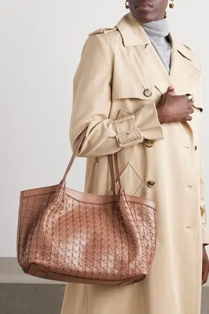 SERAPIAN Secret Small Woven Leather Tote - Brown