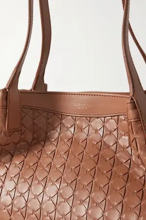 SERAPIAN Secret Small Woven Leather Tote - Brown