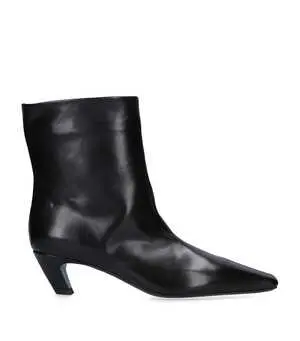 Khaite Leather Arizona Heeled Ankle Boots 50 - Black