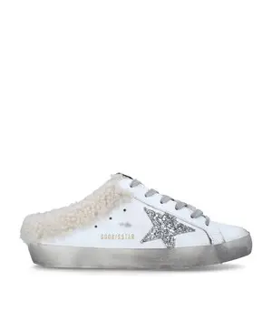 GOLDEN GOOSE Shearling Superstar Slip-on Sneakers - White