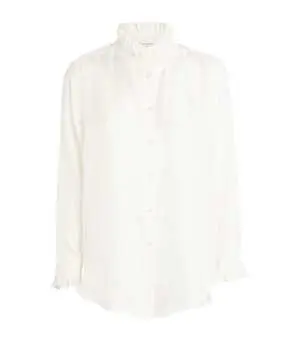 Sandro Silk Gathered-collar Shirt