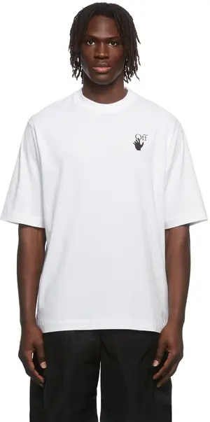 Off-White™ ハンドロゴ Tシャツ Off-White White Hand Logo T-Shirt In White/Black - 45% Off