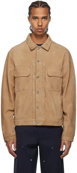 424 424 Beige Suede Jacket - 25 Brown