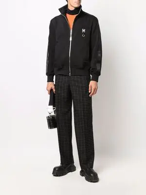 Off-White Grid Pattern Straight Leg Trousers