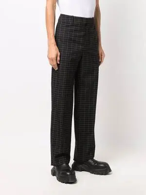 Off-White Grid Pattern Straight Leg Trousers