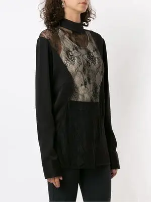 GLORIA COELHO Lace Crepe Blouse