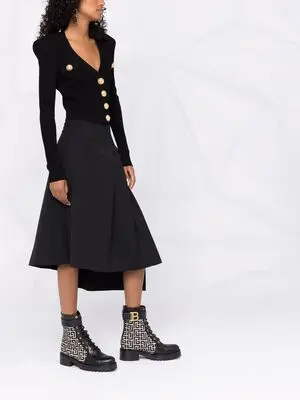 Balmain Logo-button Cropped Knitted Cardigan