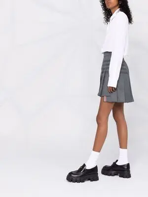 Thom Browne 4-bar Pleated Mini Skirt - Grey