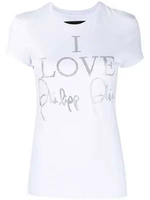 Philipp Plein I Love Crystal-embellished T-shirt - White